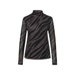 Tchibo - Bedrucktes Mesh-Rollkragenshirt - Damen - Gr. L - schwarz/print