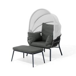 Leco Sessel mit Fu&szlig;hocker - 102x93x152cm - anthrazit - Stahl / Kunststoff / Polyethylen