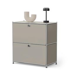 Tchibo - Sideboard Metall &raquo;Cn3&laquo; mit 2 Klappenf&auml;chern - 77x40x82,5cm - hellgrau - Stahl / Aluminium / Kunststoff