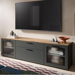 Pharao24.de TV Sideboard Lowboard in Anthrazit und Wildeichefarben