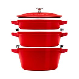 Staub Gusseisen-Kochtopfset &raquo;Stackable&laquo; - silber