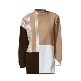Touche Prive Pullover Damen Gr&ouml;&szlig;e L camel / braun / wei&szlig;