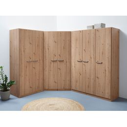 Schrank-Set Rauch "Kleiderschrank Schrank Garderobe W&auml;scheschrank VANDOR", braun (eiche artisan), B:253cm H:197cm T:208cm, Holzwerkstoff, Kastenm&ouml;bel-Sets, Schrank-Set, 7-t&uuml;rig mit viel Stauraum, Schr&auml;nke einzeln stellbar MADE IN GERMANY