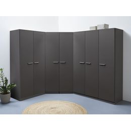 Schrank-Set Rauch "Kleiderschrank Schrank Garderobe W&auml;scheschrank VANDOR", grau (graumetallic), B:253cm H:197cm T:208cm, Holzwerkstoff, Kastenm&ouml;bel-Sets, Schrank-Set, 7-t&uuml;rig mit viel Stauraum, Schr&auml;nke einzeln stellbar MADE IN GERMANY