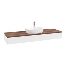 Villeroy & Boch Villeroy und Boch Antao Waschtisch-Unterschrank K14152MT 160x19x50cm, Hahnlochbohrung, Waschbeckenplattenfarbe warm walnut, white matt lacquer