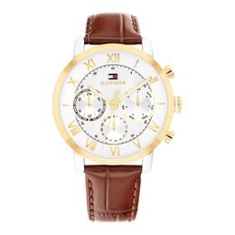 Tommy Hilfiger Uhr 'OXFORD' Herren Gr&ouml;&szlig;e One Size braun / gold / wei&szlig;