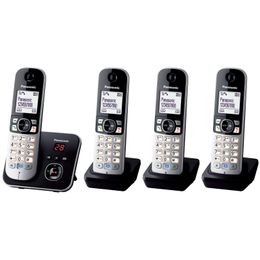 Panasonic Schnurloses Telefon-Set mit Anrufbeantworter KX-TG6824GB schwarz-silber