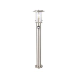 Brilliant Lampe York Au&szlig;enstandleuchte Bewegungsmelder edelstahl 1x A60, E27, 40W, g.f. Normallampen n. ent. IP-Schutzart: 44 - spritzwassergesch&uuml;tzt Mit einstellbarem Bewegungsmelder