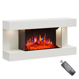 BALDERIA Elektrokamin Ida &ndash; Wandkamin mit Heizung 1800 W, weiss