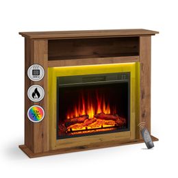 BALDERIA Elektrokamin Liora - Standkamin mit Heizung, dunkle Eiche