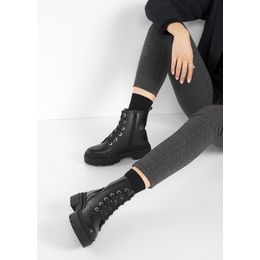 bonprix Schn&uuml;rboots mit Profilsohle, schwarz, Gr.36, Modischer Combat Boot