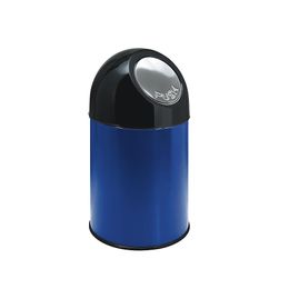 Push-M&uuml;lleimer, Stahl, Volumen 30 l, verzinkter Innenbeh&auml;lter, blau kaiserkraft