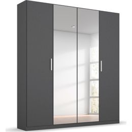 Dreht&uuml;renschrank Rauch "Kleiderschrank Schrank Garderobe Ankleide KOLUNA mit Dekor-Front", grau (graumetallic), B:181cm H:229cm T:54cm, Holzwerkstoff, Schr&auml;nke, Dreht&uuml;renschrank, mit Spiegel, inkl. 2 Innenschubladen sowie extra B&ouml;den