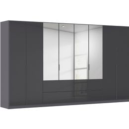 Dreht&uuml;renschrank OTTO HOME "Kleiderschrank Kleiderschr&auml;nke Schrank Garderobe AGORDO mit Glasfront", graumetallic, glas basalt, B:360cm H:229cm T:54cm, Holzwerkstoff, Schr&auml;nke, Dreht&uuml;renschrank, mit Au&szlig;enschubk&auml;sten, in 7 Breiten und 2 H&ouml;hen MADE IN GERMANY