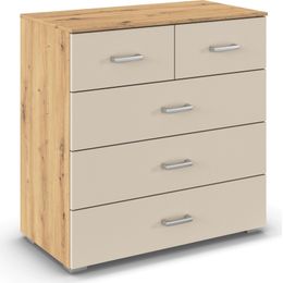 Kommode Rauch "Gamma", eiche artisan, beige (champagner), B:80cm H:81cm T:42cm, Holzwerkstoff, Sideboards, Kommode, mit f&uuml;nf ger&auml;umigen Schubladen in verschiedenen Gr&ouml;&szlig;en MADE IN GERMANY