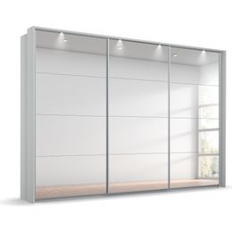 Schwebet&uuml;renschrank Rauch "Kleiderschrank Schrank Garderobe OTELI inkl. 3 Innenschubladen", grau (seidengrau), B:278cm H:233cm T:68cm, Holzwerkstoff, Schr&auml;nke, Schwebet&uuml;renschrank, mit Spiegelfront und Passepartout optional mit Beleuchtung