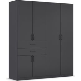 Dreht&uuml;renschrank Rauch "Kleiderschrank Schrank Garderobe MAIKA mit Dekor-Front", grau (graumetallic), B:181cm H:210cm T:54cm, Holzwerkstoff, Schr&auml;nke, Dreht&uuml;renschrank, 2 Schubladen, in verschiedenen Breiten, H&ouml;hen, Farben, MADE IN GERMANY
