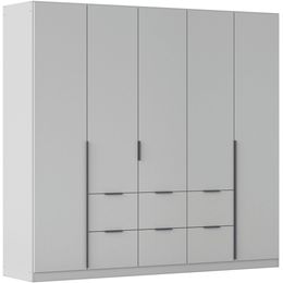 Dreht&uuml;renschrank OTTO HOME "Kleiderschrank Schrank Garderobe AGORDO mit Dekor- oder Hochglanzfront", grau (seidengrau), B:226cm H:210cm T:54cm, Holzwerkstoff, Schr&auml;nke, Dreht&uuml;renschrank, mit Au&szlig;enschubk&auml;sten, in 7 Breiten und 2 H&ouml;hen MADE IN GERMANY, Topseller