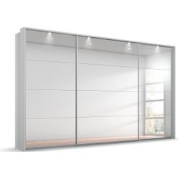 Schwebet&uuml;renschrank Rauch "Kleiderschrank Schrank Garderobe OTELI inkl. 3 Innenschubladen", grau (seidengrau), B:323cm H:214cm T:68cm, Holzwerkstoff, Schr&auml;nke, Schwebet&uuml;renschrank, mit Spiegelfront und Passepartout optional mit Beleuchtung