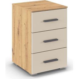 Nachtkommode Rauch "Gamma", eiche artisan, beige (champagner), B:40cm H:61cm T:42cm, Holzwerkstoff, Sideboards, mit 3 ger&auml;umigen Schubladen MADE IN GERMANY