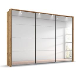 Schwebet&uuml;renschrank Rauch "Kleiderschrank Schrank Garderobe OTELI inkl. 3 Innenschubladen", braun (eiche artisan), B:278cm H:233cm T:68cm, Holzwerkstoff, Schr&auml;nke, Schwebet&uuml;renschrank, mit Spiegelfront und Passepartout optional mit Beleuchtung