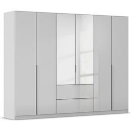 Dreht&uuml;renschrank OTTO HOME "Kleiderschrank Kleiderschr&auml;nke Schrank Garderobe AGORDO mit Glasfront", grau (seidengrau, glas seidengrau), B:271cm H:210cm T:54cm, Holzwerkstoff, Schr&auml;nke, Dreht&uuml;renschrank, mit Au&szlig;enschubk&auml;sten, in 7 Breiten und 2 H&ouml;hen MADE IN GERMANY