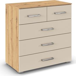 Kommode Rauch "Gamma", eiche artisan, beige (champagner), B:80cm H:81cm T:42cm, Holzwerkstoff, Sideboards, Kommode, mit f&uuml;nf ger&auml;umigen Schubladen in verschiedenen Gr&ouml;&szlig;en MADE IN GERMANY