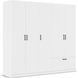 Dreht&uuml;renschrank Rauch "Kleiderschrank Schrank Garderobe W&auml;scheschrank BARI", wei&szlig; (alpinwei&szlig;), B:225cm H:210cm T:54cm, Holzwerkstoff, Schr&auml;nke, Dreht&uuml;renschrank, mit Schubasten au&szlig;en, moderner Griff in Graumetallic MADE IN GERMANY