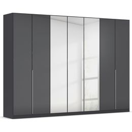 Dreht&uuml;renschrank OTTO HOME "Kleiderschrank Kleiderschr&auml;nke Schrank Garderobe AGORDO mit Glasfront", grau (graumetallic, glas basalt), B:315cm H:229cm T:54cm, Holzwerkstoff, Schr&auml;nke, Dreht&uuml;renschrank, durchdachte Innenausstattung, in 7 Breiten und 2 H&ouml;hen MADE IN GERMANY