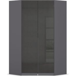 Eckkleiderschrank OTTO HOME "Kleiderschrank Schrank Ankleidezimmer Schlafzimmer Garderobe AGORDO", grau (graumetallic, effektgrau hochglanz), B:117cm H:210cm T:117cm, Holzwerkstoff, Schr&auml;nke, Eckkleiderschrank, voll ausgestattet mit gro&szlig;z&uuml;gigem Stauraum, 2 H&ouml;hen MADE IN GERMANY