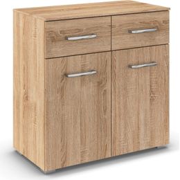 Kommode Rauch "Gamma", eiche sonoma, B:80cm H:81cm T:42cm, Holzwerkstoff, Sideboards, Kommode, mit zwei T&uuml;ren und zwei ger&auml;umigen Schubladen MADE IN GERMANY