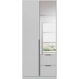 Dreht&uuml;renschrank OTTO HOME "Kleiderschrank Schrank Garderobe AGORDO mit Dekor- oder Hochglanzfront", grau (seidengrau), B:91cm H:229cm T:54cm, Holzwerkstoff, Schr&auml;nke, Dreht&uuml;renschrank, mit Au&szlig;enschubk&auml;sten, in 7 Breiten und 2 H&ouml;hen MADE IN GERMANY
