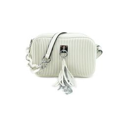 Schultertasche Harpa "FARIZA", Damen, Gr. B/H/T: 6cm x 16cm x 23,5cm, altwei&szlig;, Polyurethan (PU), unifarben, Taschen Schultertasche, mit Anh&auml;nger aus Kettenelementen