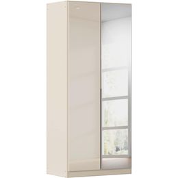 Dreht&uuml;renschrank OTTO HOME "Kleiderschrank Kleiderschr&auml;nke Schrank Garderobe AGORDO mit Glasfront", beige (beige, glas beige (champagner)), B:91cm H:210cm T:54cm, Holzwerkstoff, Schr&auml;nke, Dreht&uuml;renschrank, durchdachte Innenausstattung, in 7 Breiten und 2 H&ouml;hen MADE IN GERMANY