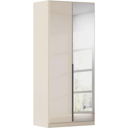 Dreht&uuml;renschrank OTTO HOME "Kleiderschrank Kleiderschr&auml;nke Schrank Garderobe AGORDO mit Glasfront", beige (beige, glas beige (champagner)), B:91cm H:229cm T:54cm, Holzwerkstoff, Schr&auml;nke, Dreht&uuml;renschrank, durchdachte Innenausstattung, in 7 Breiten und 2 H&ouml;hen MADE IN GERMANY