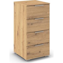 Schubkastenkommode Rauch "Highboard Sideboard Schubladenkommode Kommode ASTANA", eiche artisan, B:40cm H:81cm T:42cm, Holzwerkstoff, Sideboards, mit 4 ger&auml;umigen Schubladen, Kantengriff in Alufarben MADE IN GERMANY