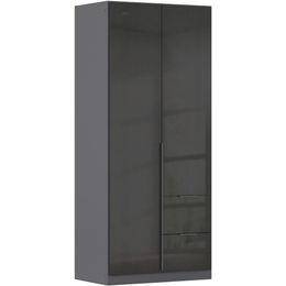 Dreht&uuml;renschrank OTTO HOME "Kleiderschrank Schrank Garderobe AGORDO mit Dekor- oder Hochglanzfront", grau (graumetallic, hochglanz effektgrau), B:91cm H:229cm T:54cm, Holzwerkstoff, Schr&auml;nke, Dreht&uuml;renschrank, mit Au&szlig;enschubk&auml;sten, in 7 Breiten und 2 H&ouml;hen MADE IN GERMANY, Topseller