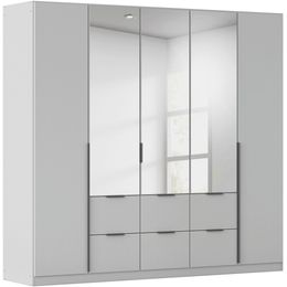 Dreht&uuml;renschrank OTTO HOME "Kleiderschrank Schrank Garderobe AGORDO mit Dekor- oder Hochglanzfront", grau (seidengrau), B:226cm H:210cm T:54cm, Holzwerkstoff, Schr&auml;nke, Dreht&uuml;renschrank, mit Au&szlig;enschubk&auml;sten, in 7 Breiten und 2 H&ouml;hen MADE IN GERMANY