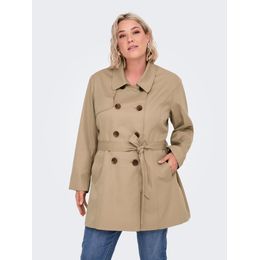 Trenchcoat Only CARMAKOMA "CARVALERIE TRENCHCOAT OTW", Damen, Gr. M, beige (ginger root), Web, Obermaterial: 100% Polyester, unifarben, l&auml;ssig geschnitten h&uuml;ftbedeckend, M&auml;ntel