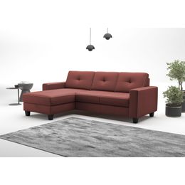 Ecksofa Home Affaire, B:239cm H:91cm T:164cmmerlot, Wohnzimmer, Sofas, "Varese", wahlweise mit Bettfunktion und Bettkasten