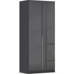 Dreht&uuml;renschrank OTTO HOME "Kleiderschrank Kleiderschr&auml;nke Schrank Garderobe AGORDO mit Glasfront", grau (graumetallic, glas basalt), B:91cm H:210cm T:54cm, Holzwerkstoff, Schr&auml;nke, Dreht&uuml;renschrank, durchdachte Innenausstattung, in 7 Breiten und 2 H&ouml;hen MADE IN GERMANY, Topseller
