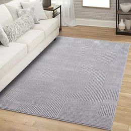 Teppich Carpet City "FLAIR177", grau, B:160cm H:11mm L:230cm, Obermaterial: 50% Polyester, 50% Polypropylen, Teppiche, Teppich, Kurzflor-Teppich, Skandi-Stil, Wohnzimmer