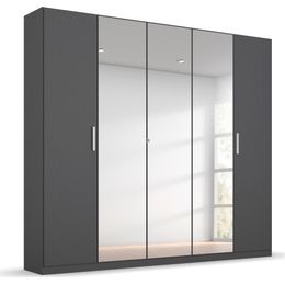 Dreht&uuml;renschrank Rauch "Kleiderschrank Schrank Garderobe Ankleide KOLUNA mit Dekor-Front", grau (graumetallic), B:226cm H:210cm T:54cm, Holzwerkstoff, Schr&auml;nke, Dreht&uuml;renschrank, mit Spiegel, inkl. 2 Innenschubladen sowie extra B&ouml;den
