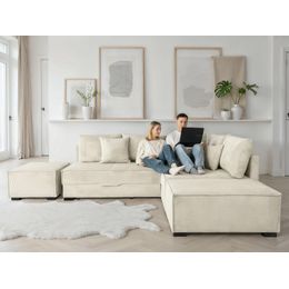 Ecksofa Home Affaire, B:316cm T:215cmcream, 100% Polyester, Wohnzimmer, Sofas, "Night & Day L-Form, Breite 316 cm mit Dauer-Schlaffunktion", inkl.