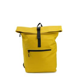 Cityrucksack Harpa "LUCA", Damen, Gr. B/H/T: 40cm, gelb, Polyurethane, unifarben, Rucks&auml;cke Cityrucksack, mit &Uuml;berschlag