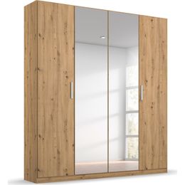 Dreht&uuml;renschrank Rauch "Kleiderschrank Schrank Garderobe Ankleide KOLUNA mit Dekor-Front", braun (eiche artisan), B:181cm H:210cm T:54cm, Holzwerkstoff, Schr&auml;nke, Dreht&uuml;renschrank, mit Spiegel, inkl. 2 Innenschubladen sowie extra B&ouml;den