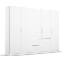 Dreht&uuml;renschrank OTTO HOME "Kleiderschrank Schrank Garderobe W&auml;scheschrank CHALLENGER", wei&szlig; (alpinwei&szlig;), B:226cm H:210cm T:54cm, Holzwerkstoff, Schr&auml;nke, Dreht&uuml;renschrank, Metallgriffe in Graumetallic und ger&auml;umige Schubladen MADE IN GERMANY