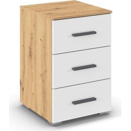 Nachtkommode Rauch "Gamma", eiche artisan, alpinwei&szlig;, B:40cm H:61cm T:42cm, Holzwerkstoff, Sideboards, mit 3 ger&auml;umigen Schubladen MADE IN GERMANY
