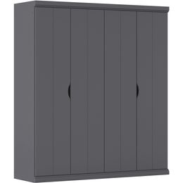Kleiderschrank Rauch "Dreht&uuml;renschrank Schrank Garderobe W&auml;scheschrank Schlafzimmer MARLENE", grau (graumetallic), B:181cm H:203cm T:56cm, Holzwerkstoff, Schr&auml;nke, Kleiderschrank, in 3 Breiten 91/136/181 cm im Landhaus-Stil MADE IN GERMANY