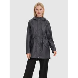 V&eacute;ro Moda Regenjacke VERO MODA "VMMALOU COATED JACKET", Damen, Gr. XS, grau (asphalt), Web, Obermaterial: 100% Polyester, unifarben, Po-bedeckend, Jacken Regenjacke, Lederimitat